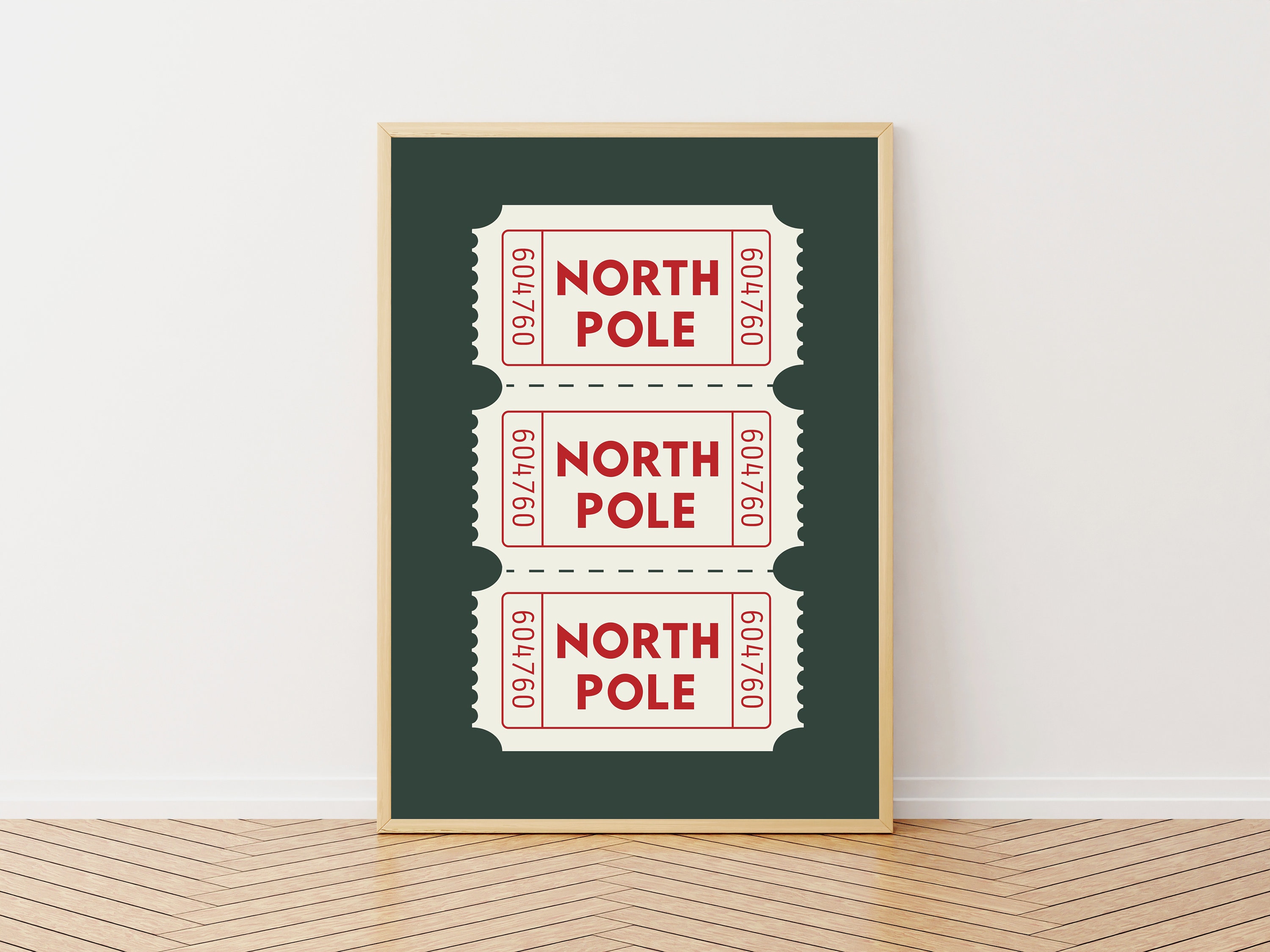 North Pole Ticket Wall Art, Christmas Art Print, Digital Download ...