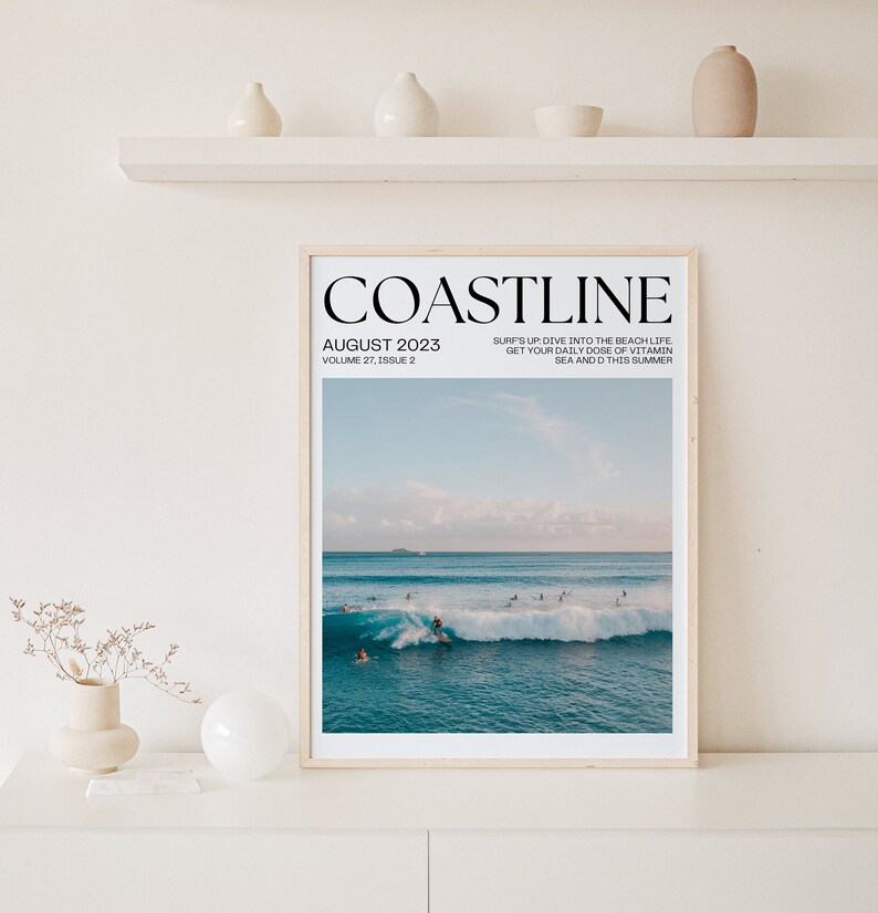 Coastal Art Print, Surf Poster, Beachy Magazine Cover, Digital Download ...