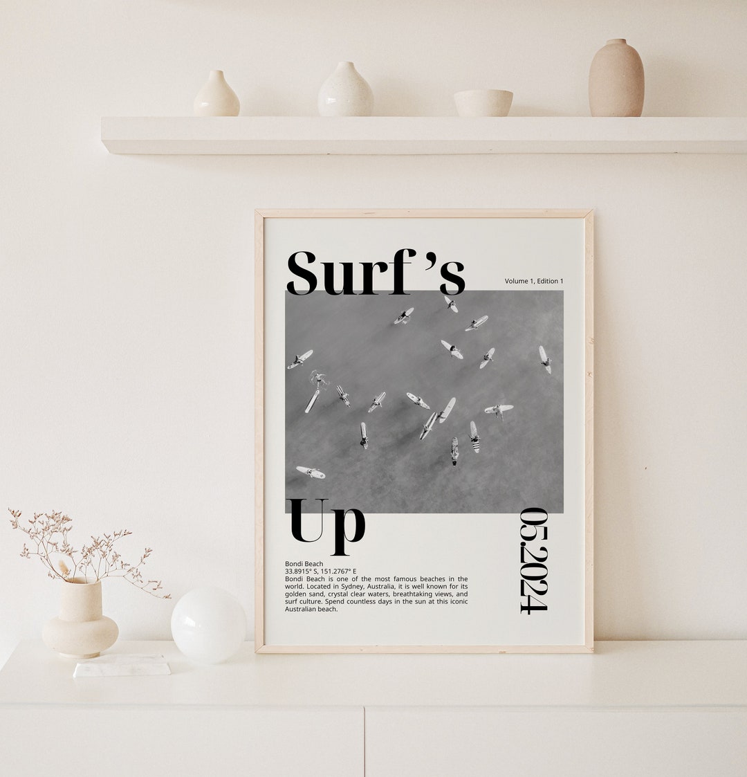 Surf's up Art Print, Digital Download, Coastal Home Decor, Beach Art ...