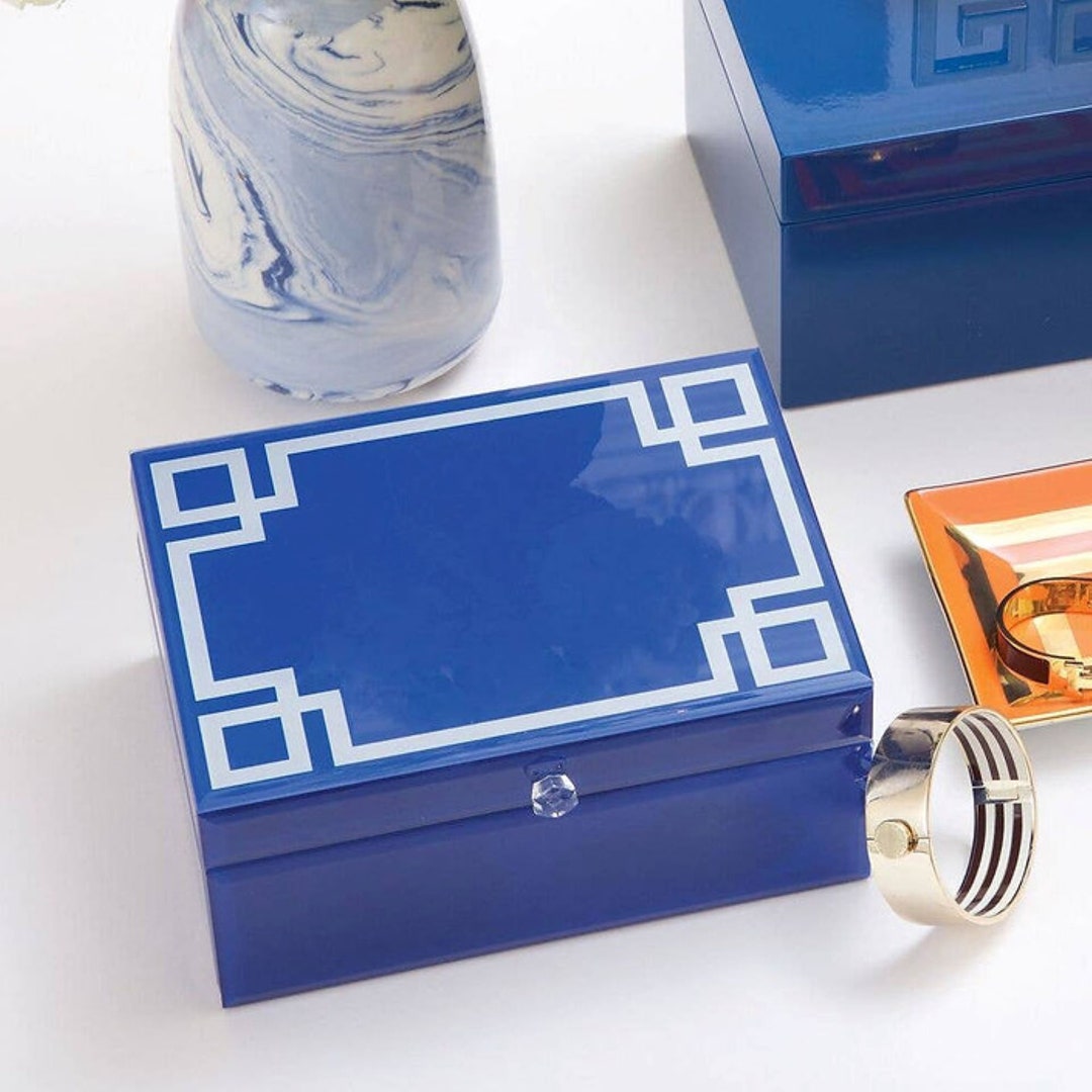 Greek Key Glass Jewelry Box - Etsy