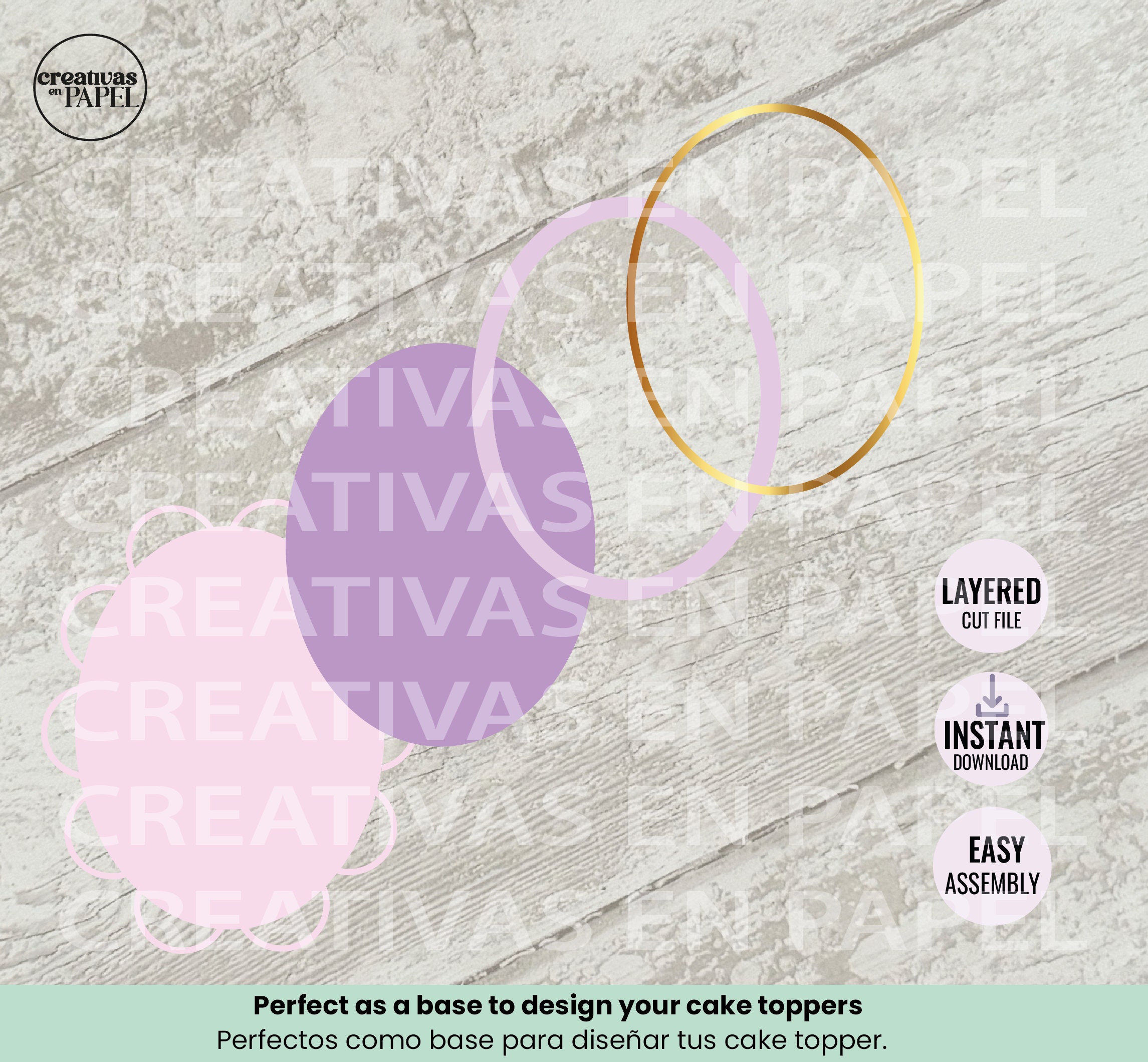 Oval Cake Topper Base Pack Svg, Ai, Studio, Cut File Cake Topper, Frame ...