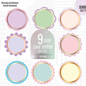 Basic Cake Topper File, Cut File Cake Topper, Frames for Caketopper ...