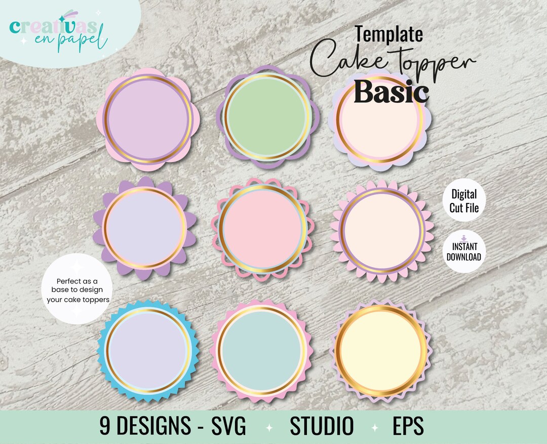 Basic Cake Topper File, Cut File Cake Topper, Frames for Caketopper ...