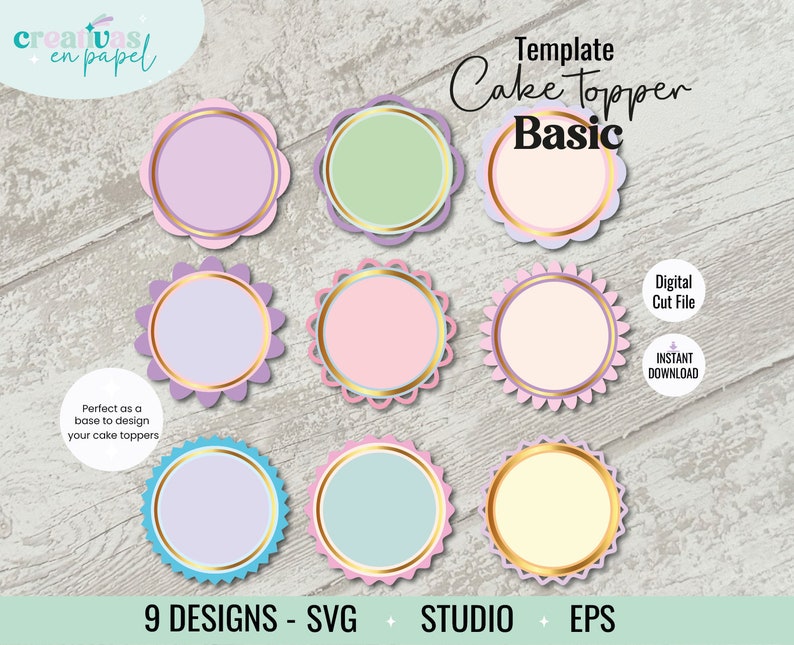 Archivo Cake topper básico, Cut file Cake topper, Marcos para ...