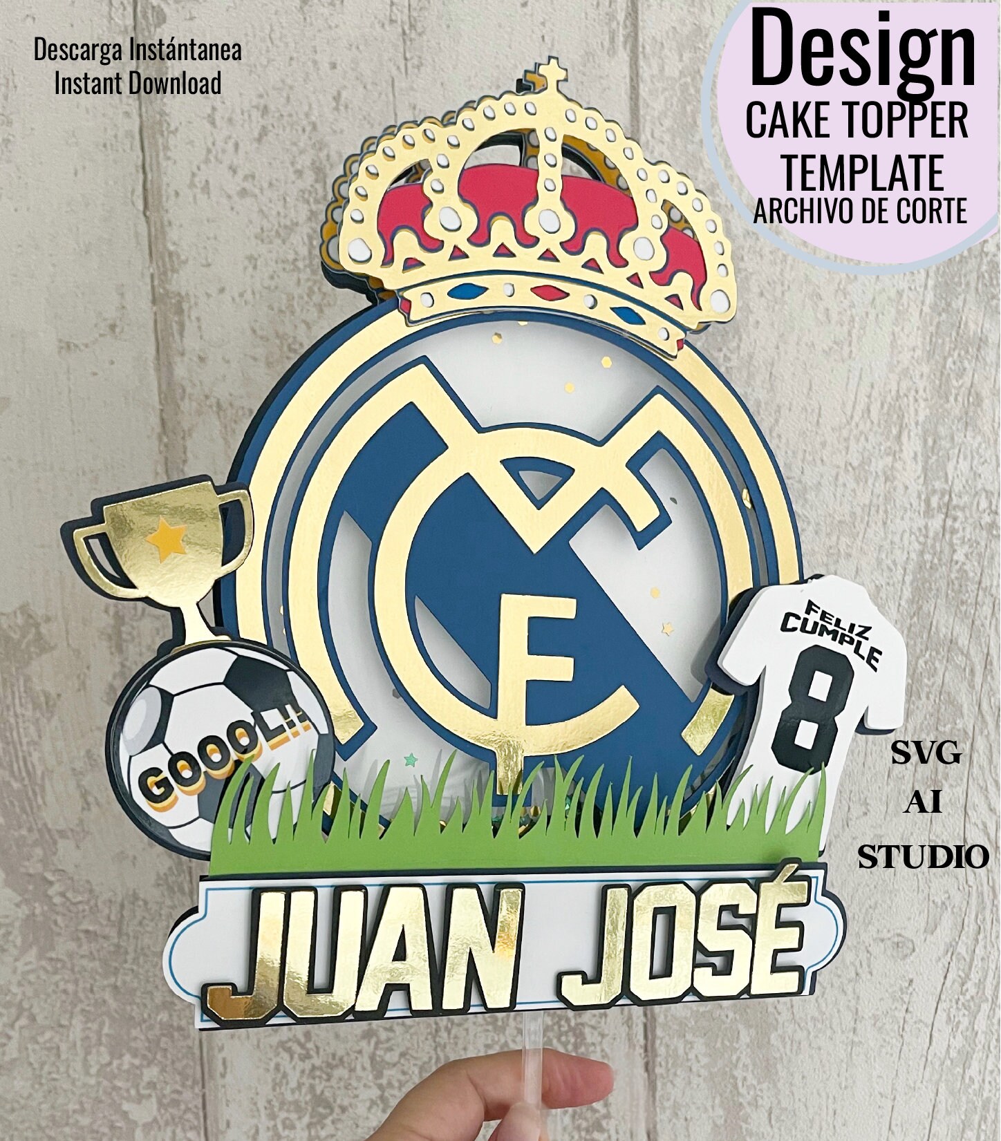 Real Madrid Inspired Cake Topper Design Svg Ai Studio 3D - Etsy Australia