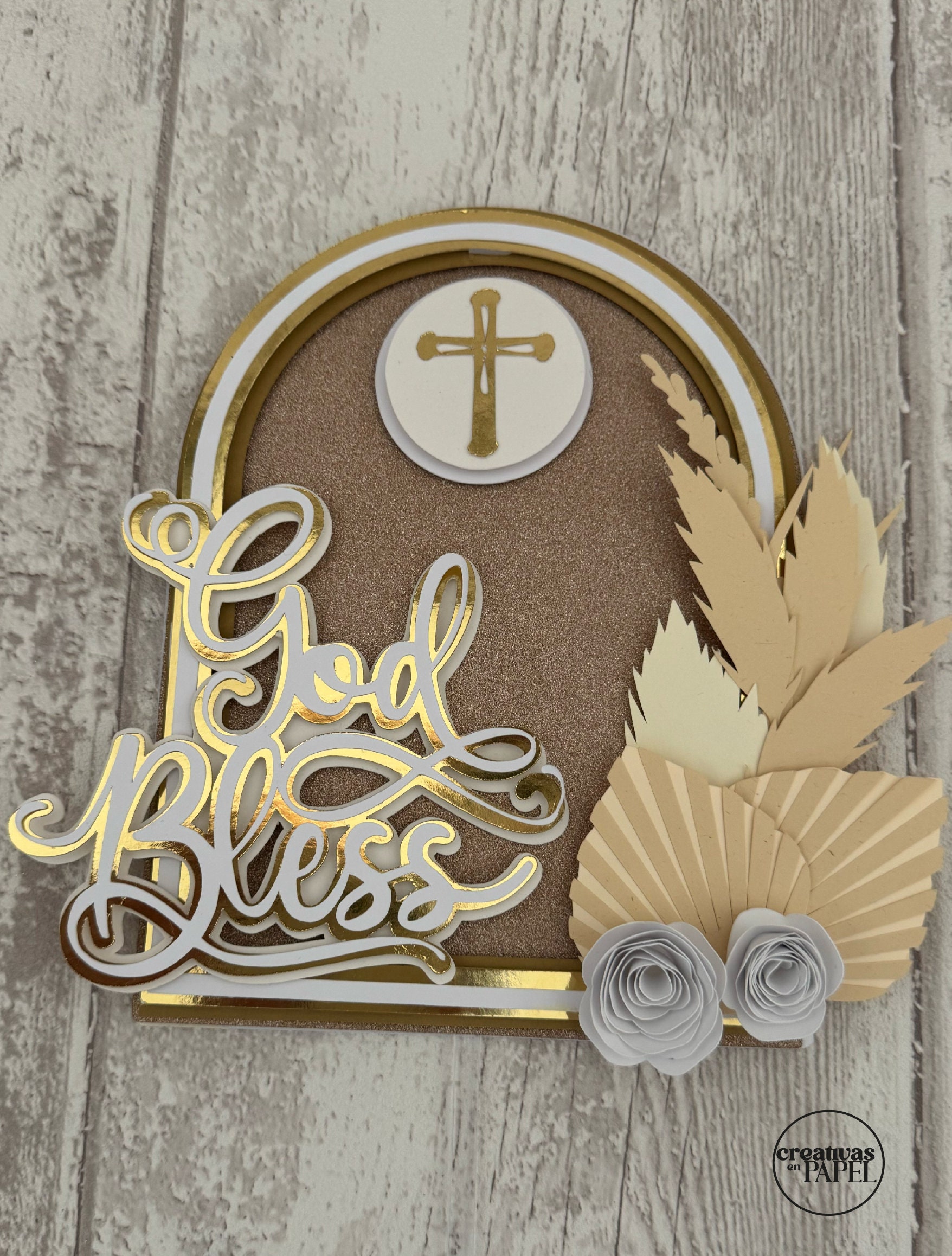 3D Cake Topper Arch God Bless Boho With Pampas Cross Svg - Etsy