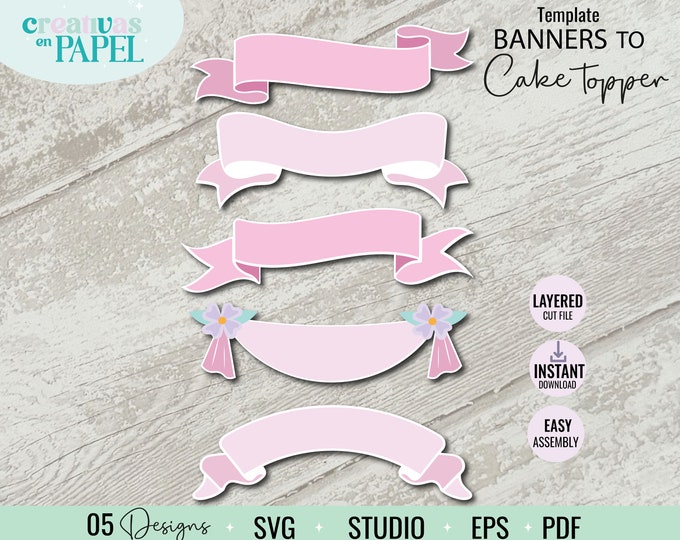 Banner for Caketopper Svg, Ribbon Banner Svg Cut Files Banners for ...