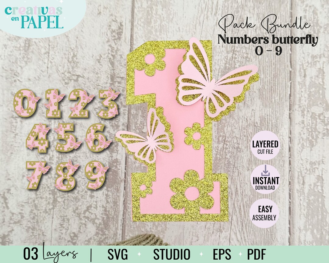 Butterfly and Flower Svg Numbers Bundle, Butterfly Numbers 0-9 Svg, Cut ...