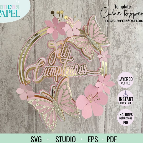 Topper feliz cumpleaños - Etsy España