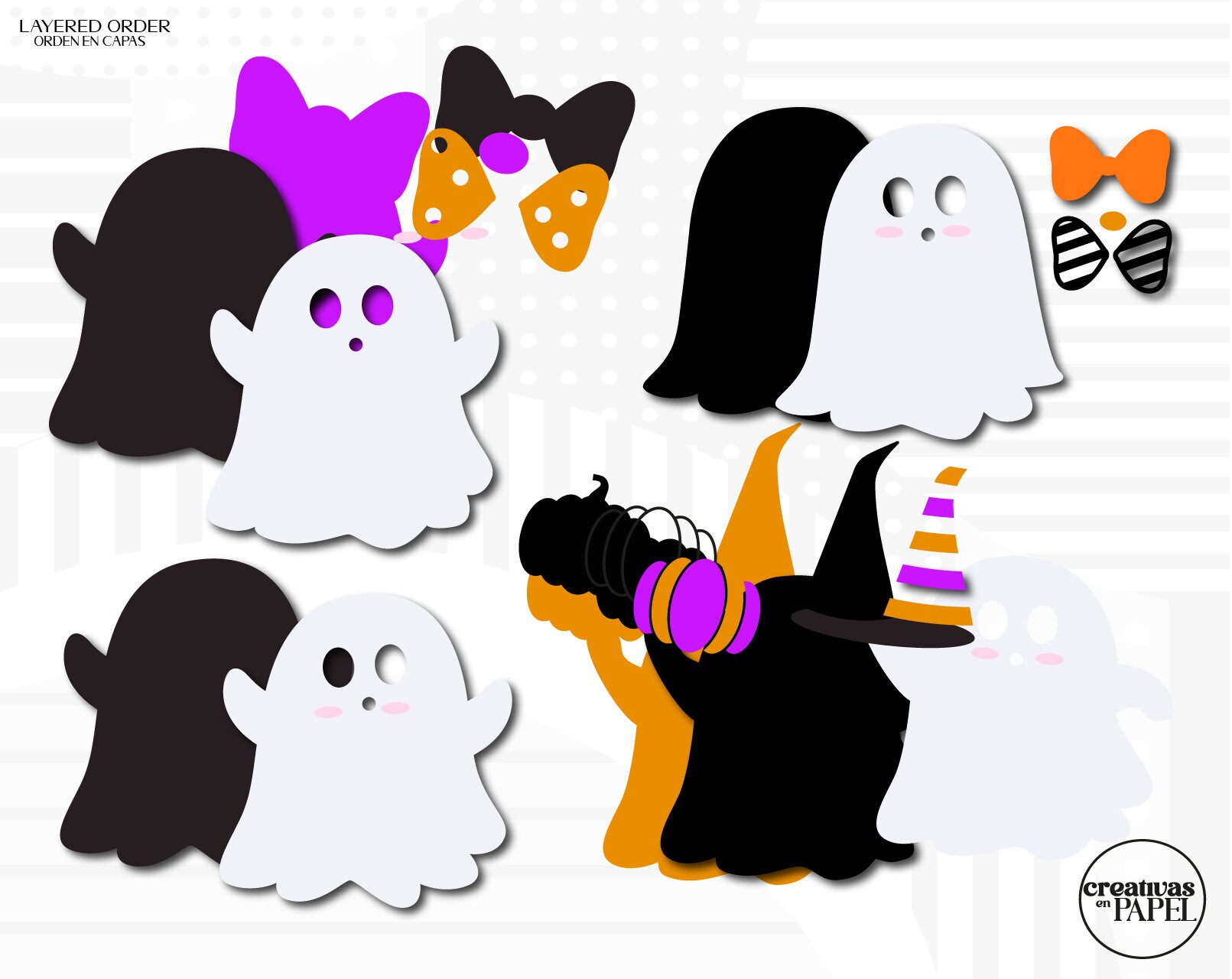 Fantasmas Graciosos Clip Art capas Svg paquete de archivos de - Etsy México