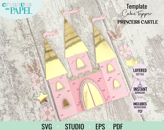 Layered Princess Castle Cake Topper Svg, Studio, Eps, Princess Castle ...