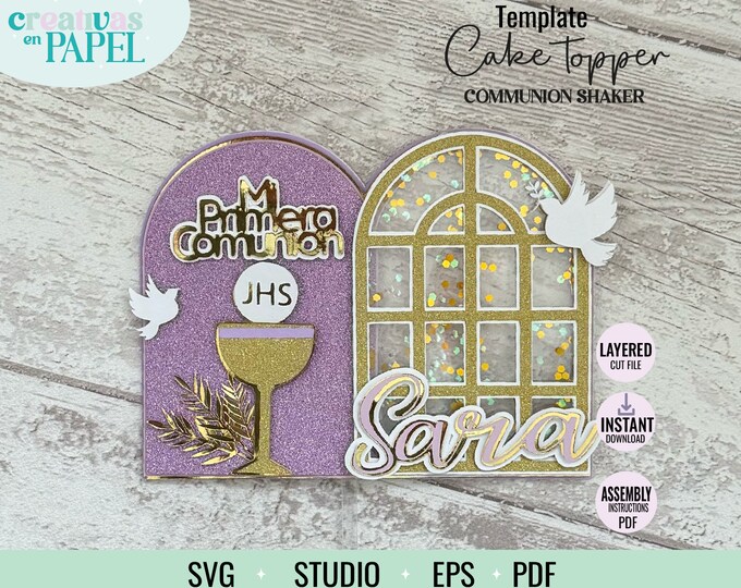 My First Communion Cake Topper Shaker Stage Svg, Studio, Ai, Cake ...
