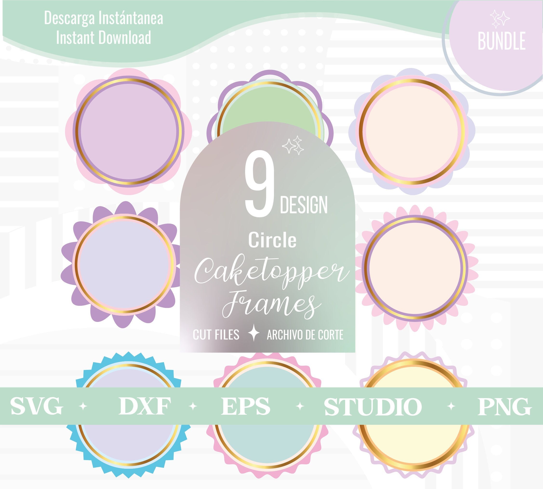 Archivo Cake topper básico Cut file Cake topper Marcos para - Etsy México