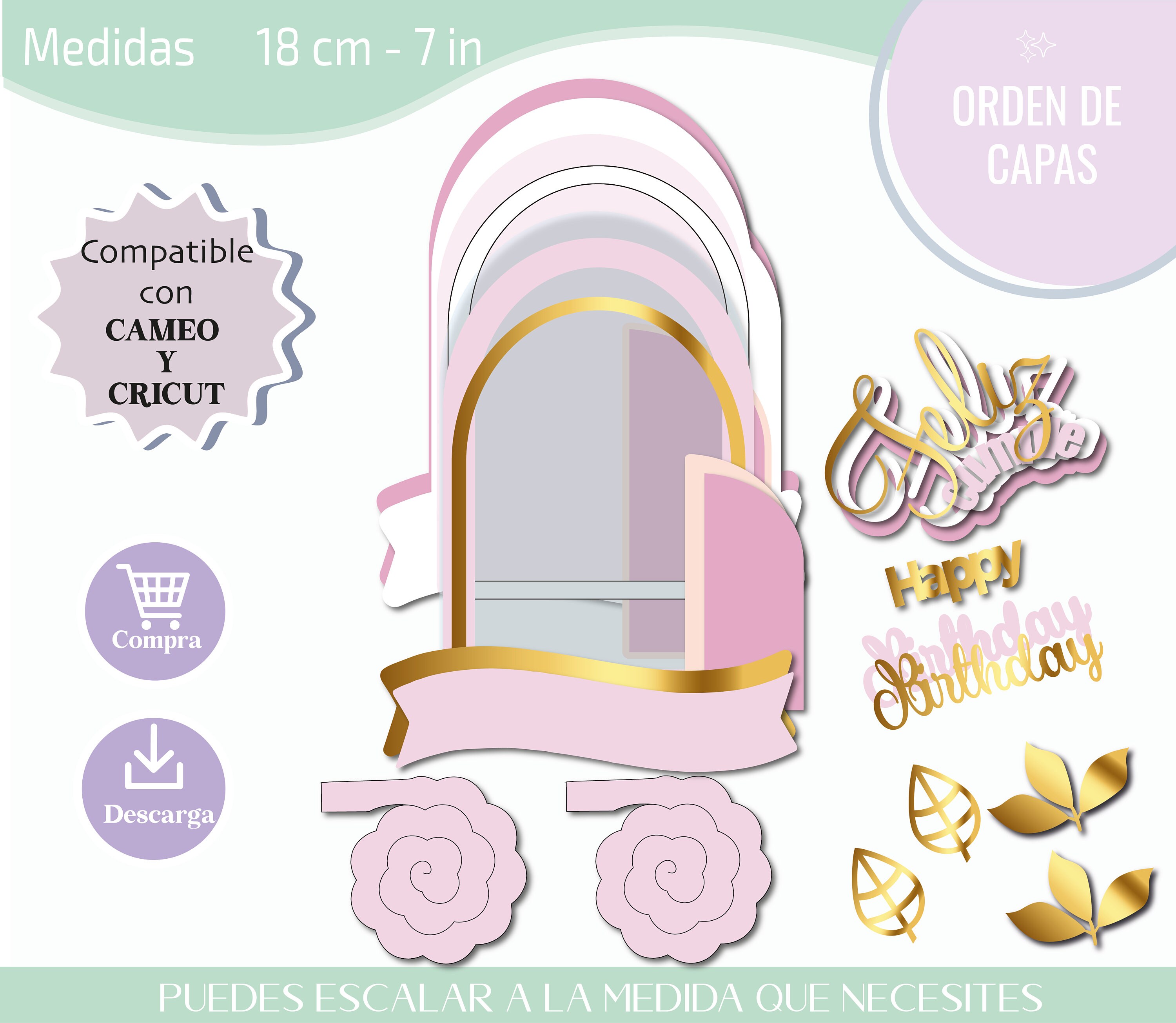 Caketopper Template Happy Birthday Template Cake Topper - Etsy