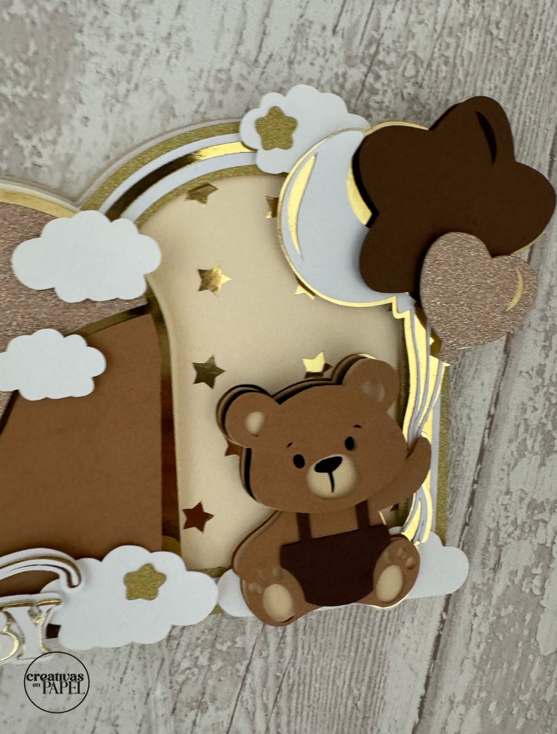 3d cake topper arco oh baby oso con globos SvgStudio Eps - Etsy México