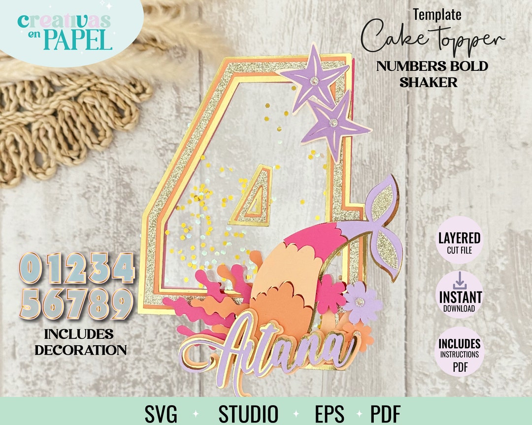 Cake Topper Numbers Shaker Bold Svg, Studio, Eps, Pdf, Layered Shaker ...