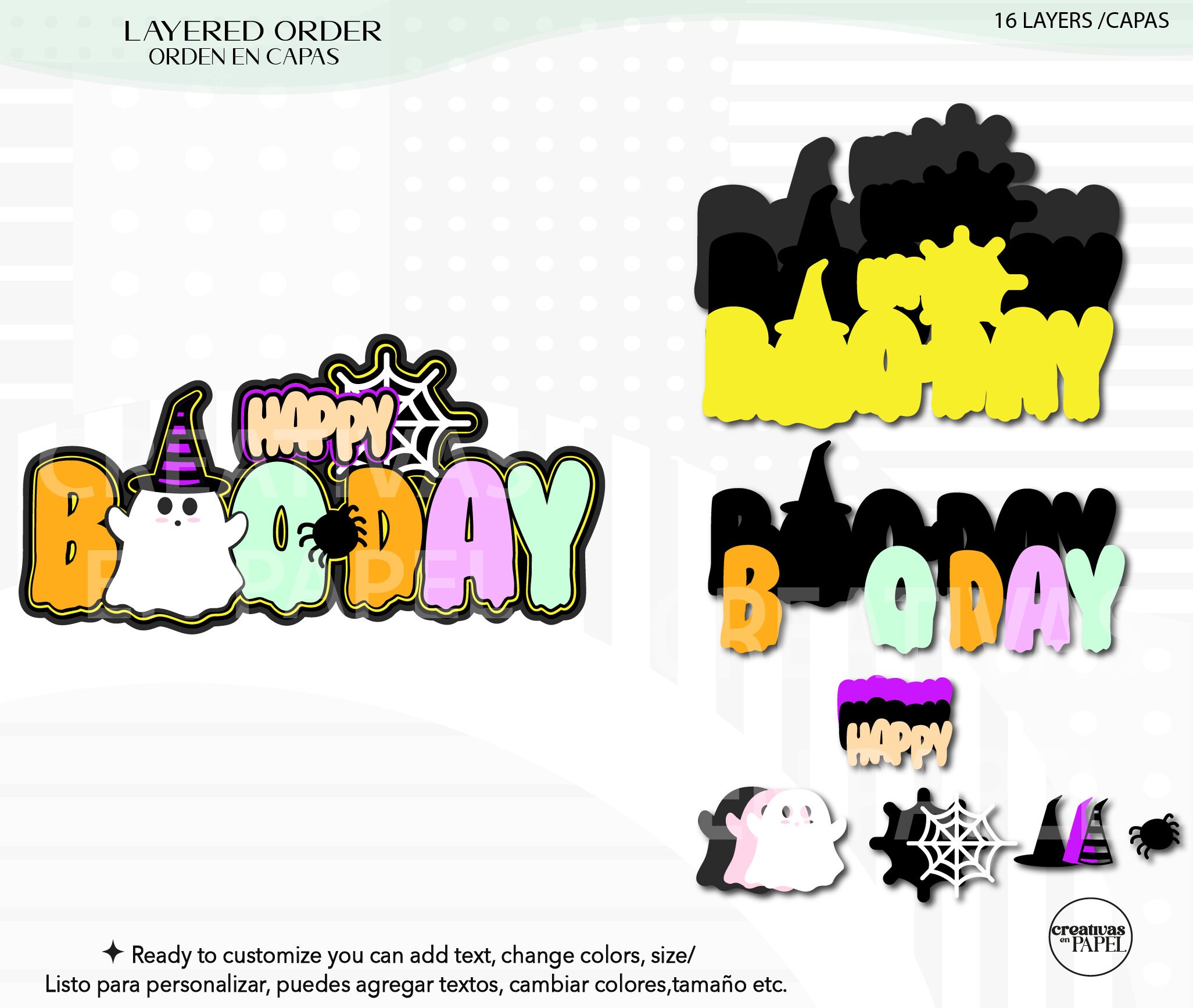 Cake Topper Happy Boo Day Svg Studio Eps Halloween Boy and - Etsy