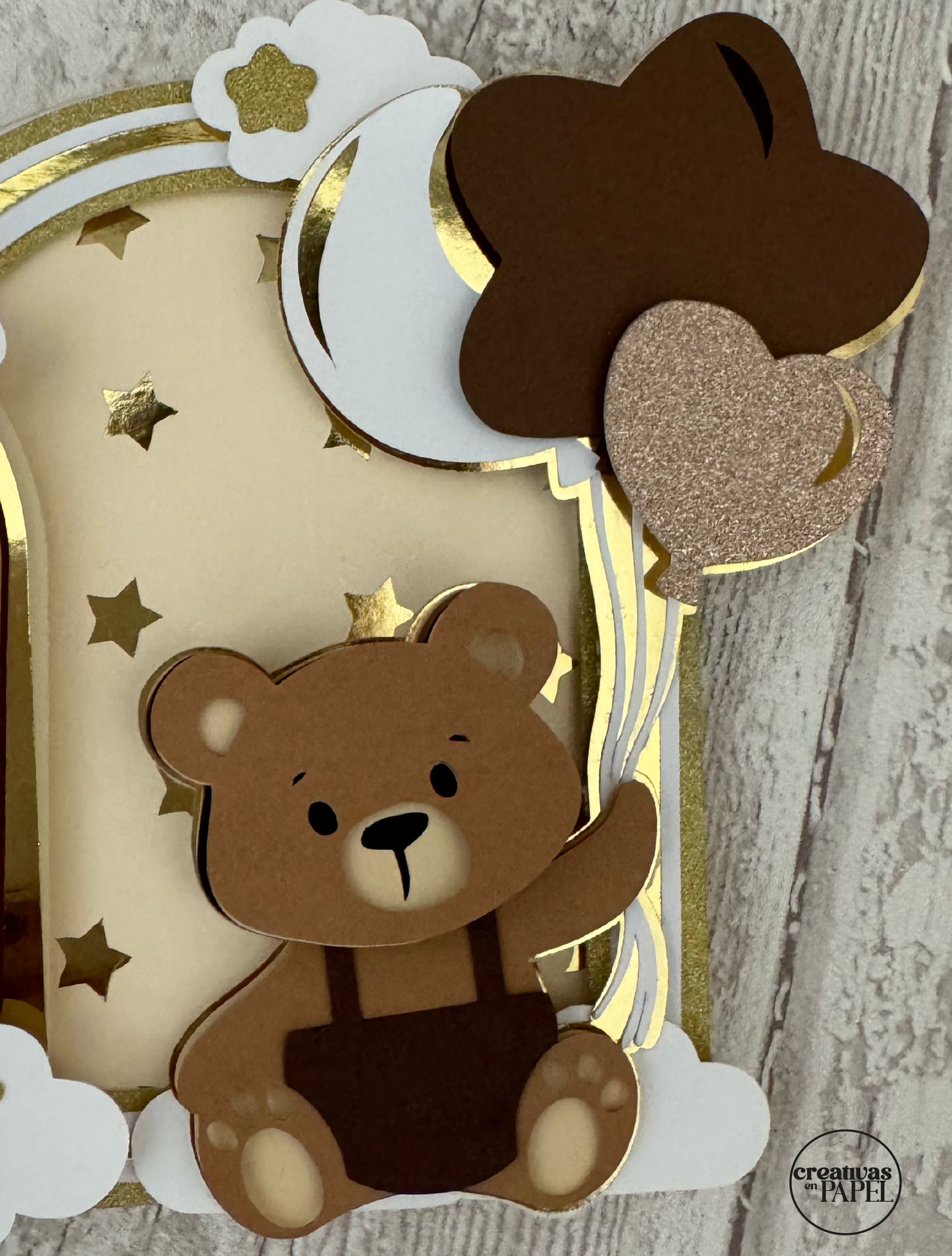3d cake topper arco oh baby oso con globos SvgStudio Eps - Etsy México