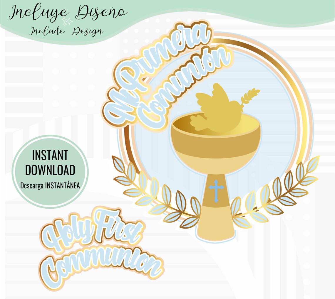 Cake topper Mi Primera Comunión shaker svg dxf png psd - Etsy España