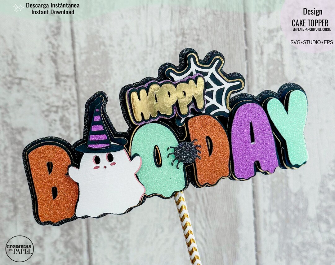 Cake Topper Happy Boo Day Svg Studio Eps Halloween Boy and - Etsy