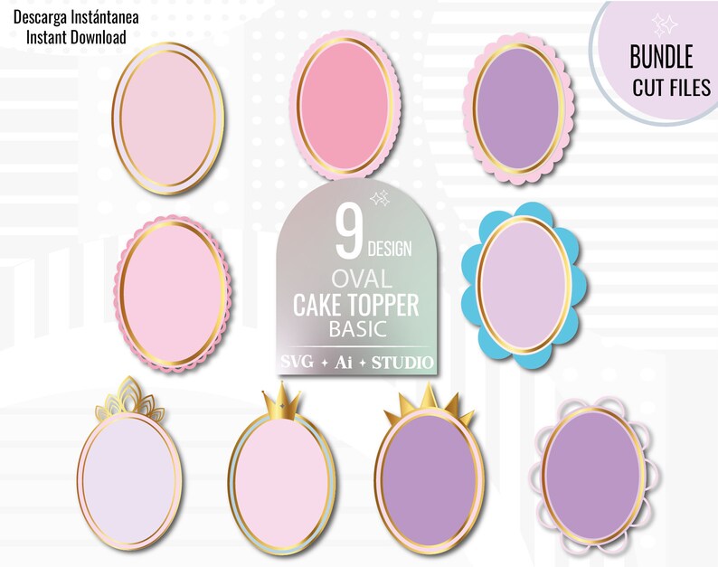 Oval Cake Topper Base Pack Svg Ai Studio Cut File Cake - Etsy
