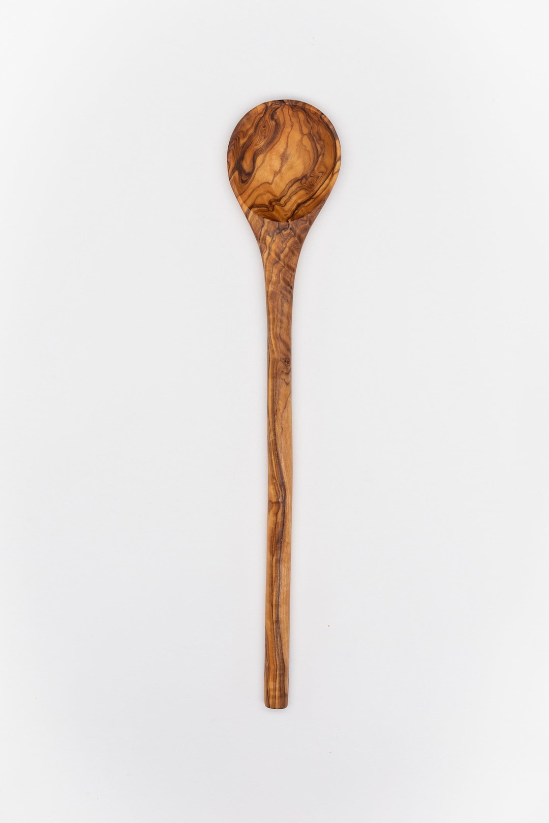 Long Round Handle Olive Wood Spoon - Etsy