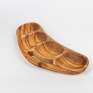 Three Section Olive Wood Serving Dish - Etsy