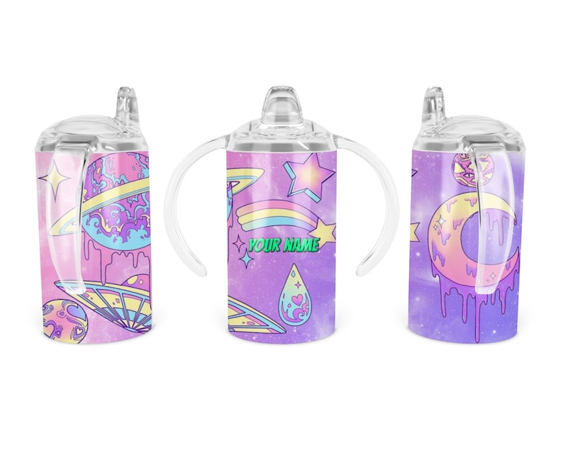 Personalized Space Goth Sippy Cup - Includes Sippy Handle Lid and Screw ...