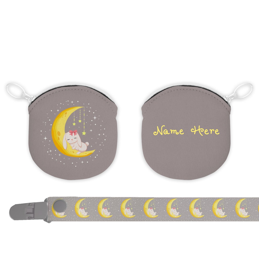 Sleepy Bunny Paci Pouch and Strap Plain Adult Sized Pacifier and ...