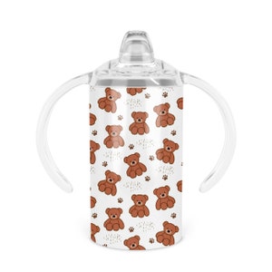 Teddy Bear Sippy Cup - 12 Oz Double Walled Stainless Steel Tumbler ...