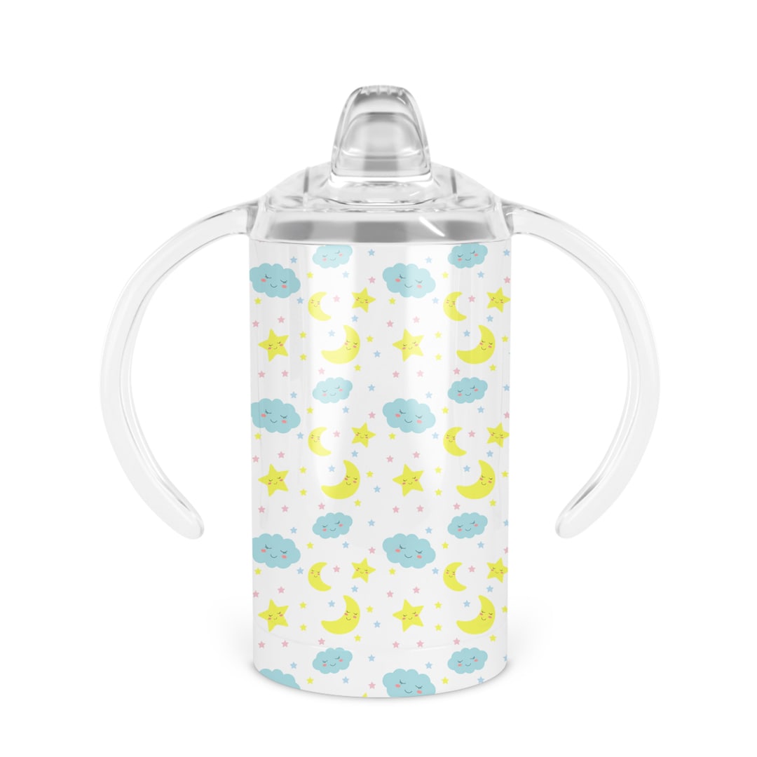 Personalized Happy Moons Stars and Clouds Sippy Cup - Twelve Oz ...