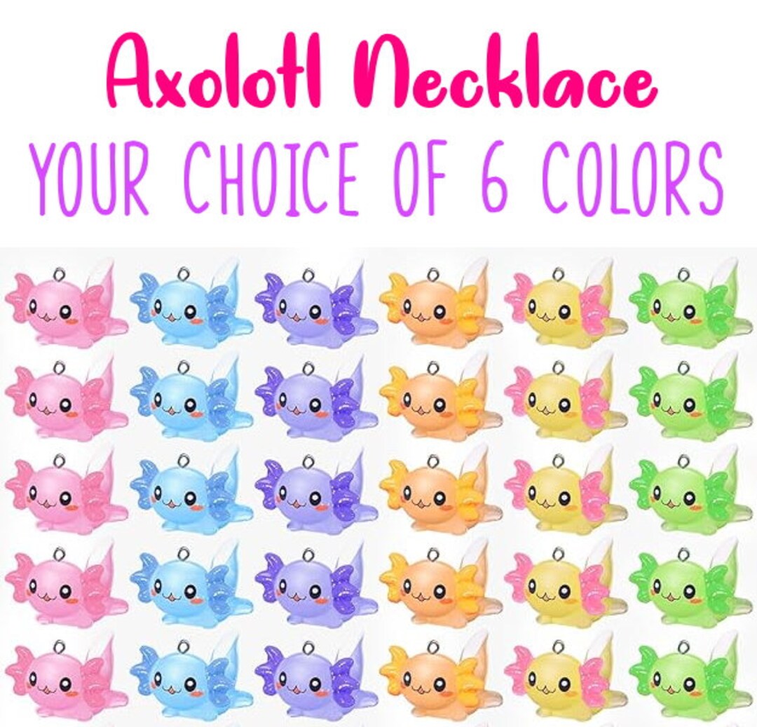 Colorful Axolotl Charm Necklace - You Choose From 6 Charm Colors and 18 ...