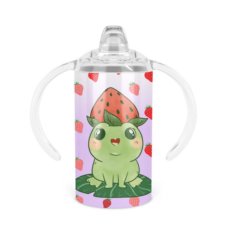Strawberry Frog Sippy Cup - 12 Oz Double Walled Stainless Steel Tumbler ...