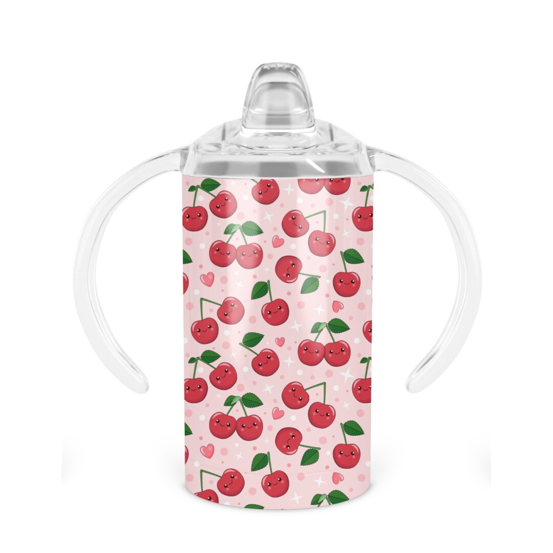 Personalized Kawaii Cherries Sippy Cup - Twelve Oz Double Walled ...