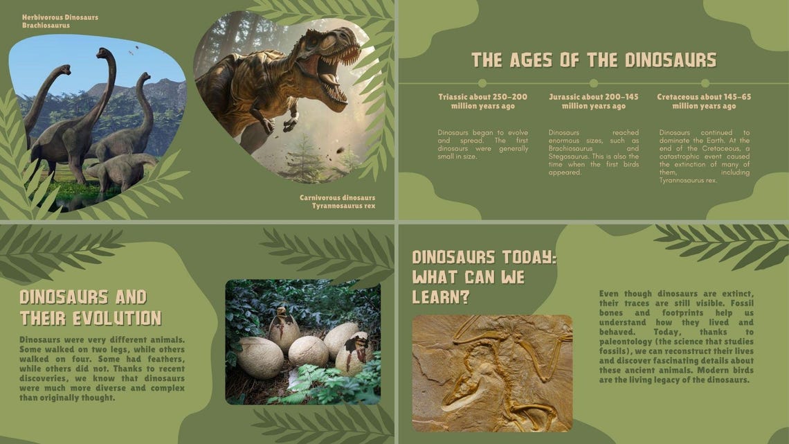 Canva Presentation on Dinosaurs Kids | Educational Template for Schools ...