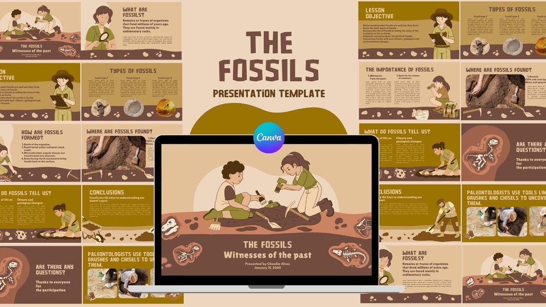 Fossils Presentation Template | Canva Model for Schools and Students ...