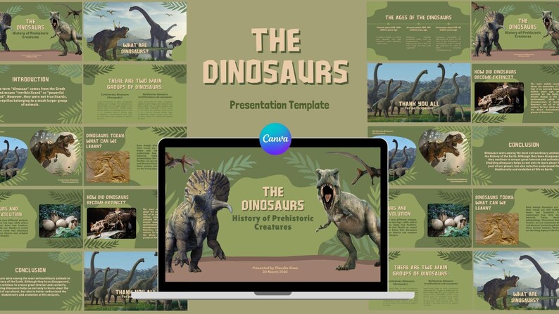 Canva Presentation on Dinosaurs Kids | Educational Template for Schools ...