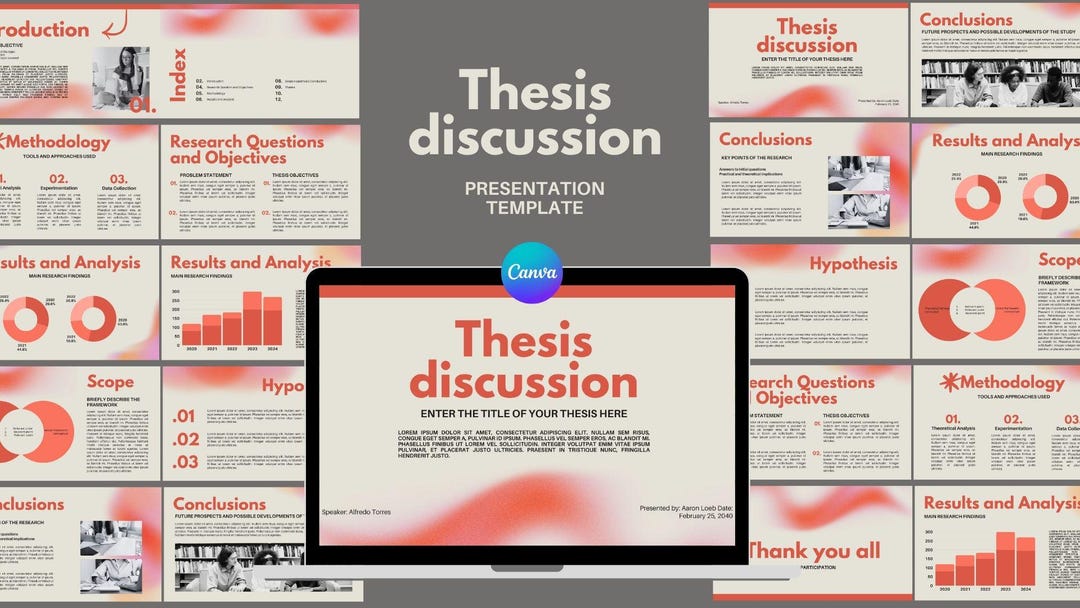 Thesis Presentation Template for Canva | Editable Model for Thesis ...