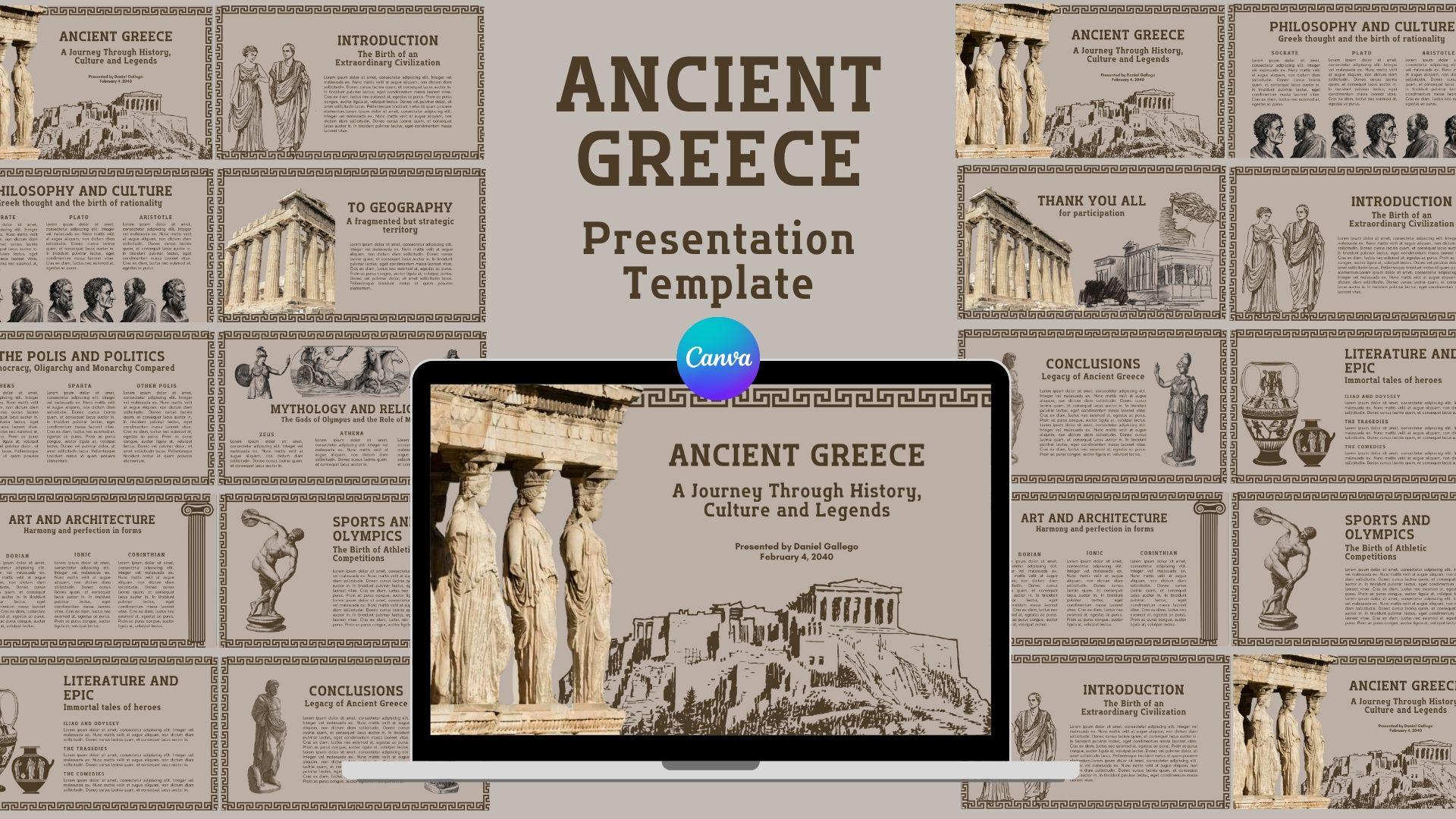 Ancient Greek Presentation Template | Canva Model for Schools and ...