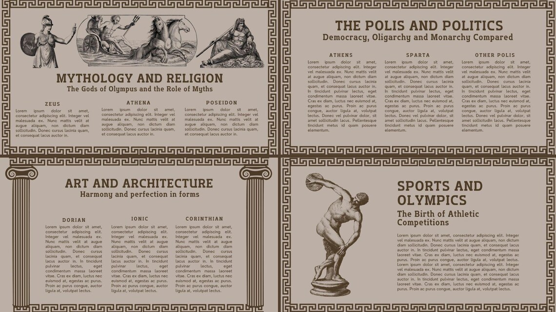 Ancient Greek Presentation Template | Canva Model for Schools and ...