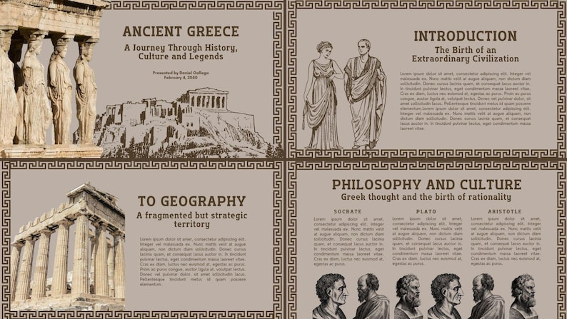 Ancient Greek Presentation Template | Canva Model for Schools and ...