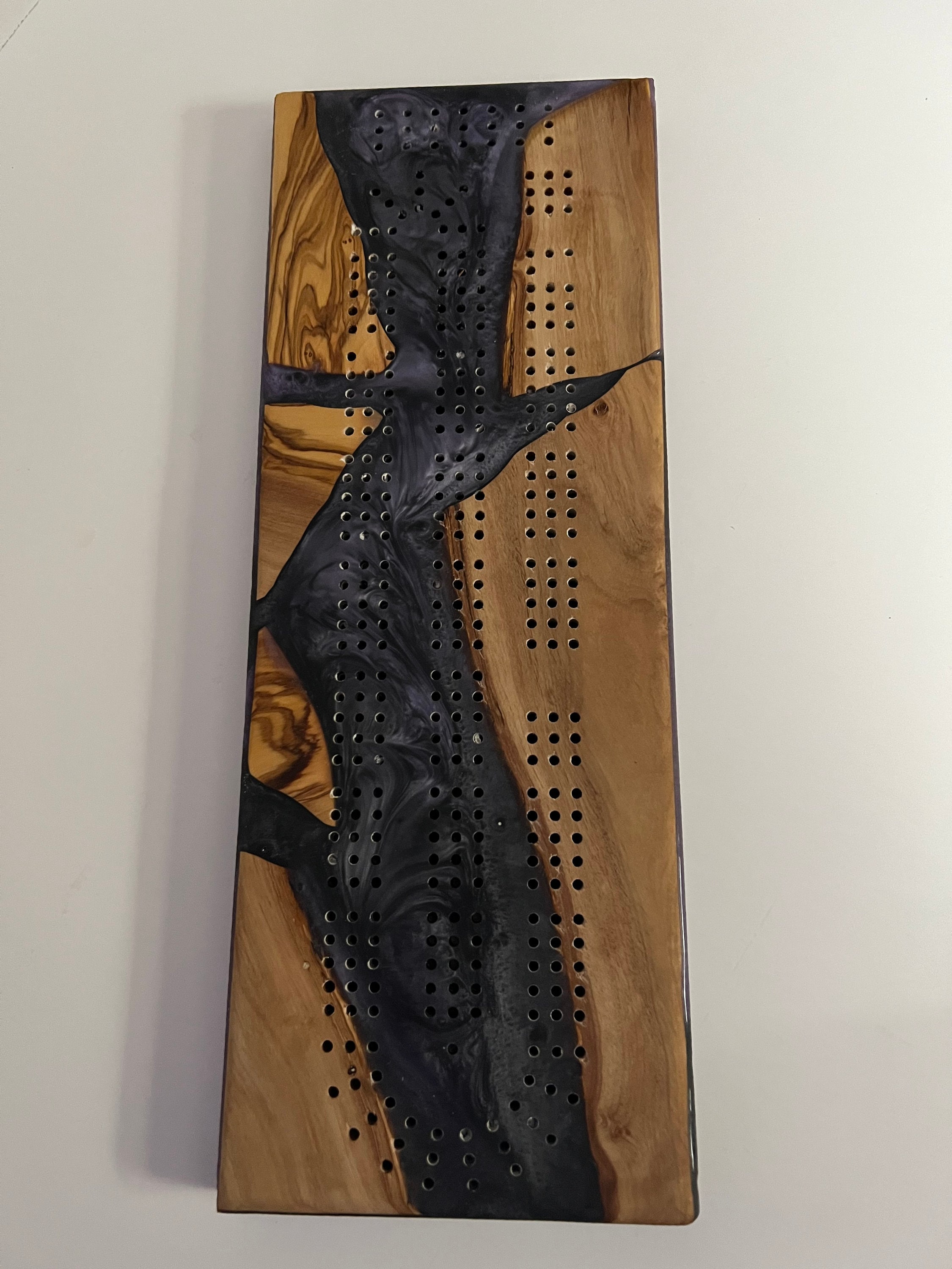 Uniquely Designed Cribbage Board With Amethyst Epoxy Resin - Etsy