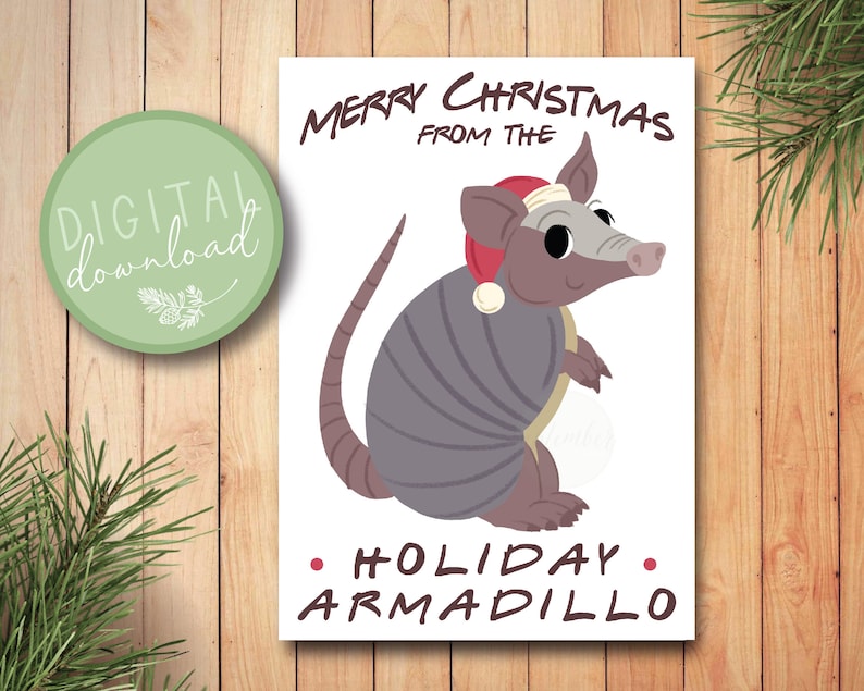 Merry Christmas From the Holiday Armadillo // Friends Christmas Card ...