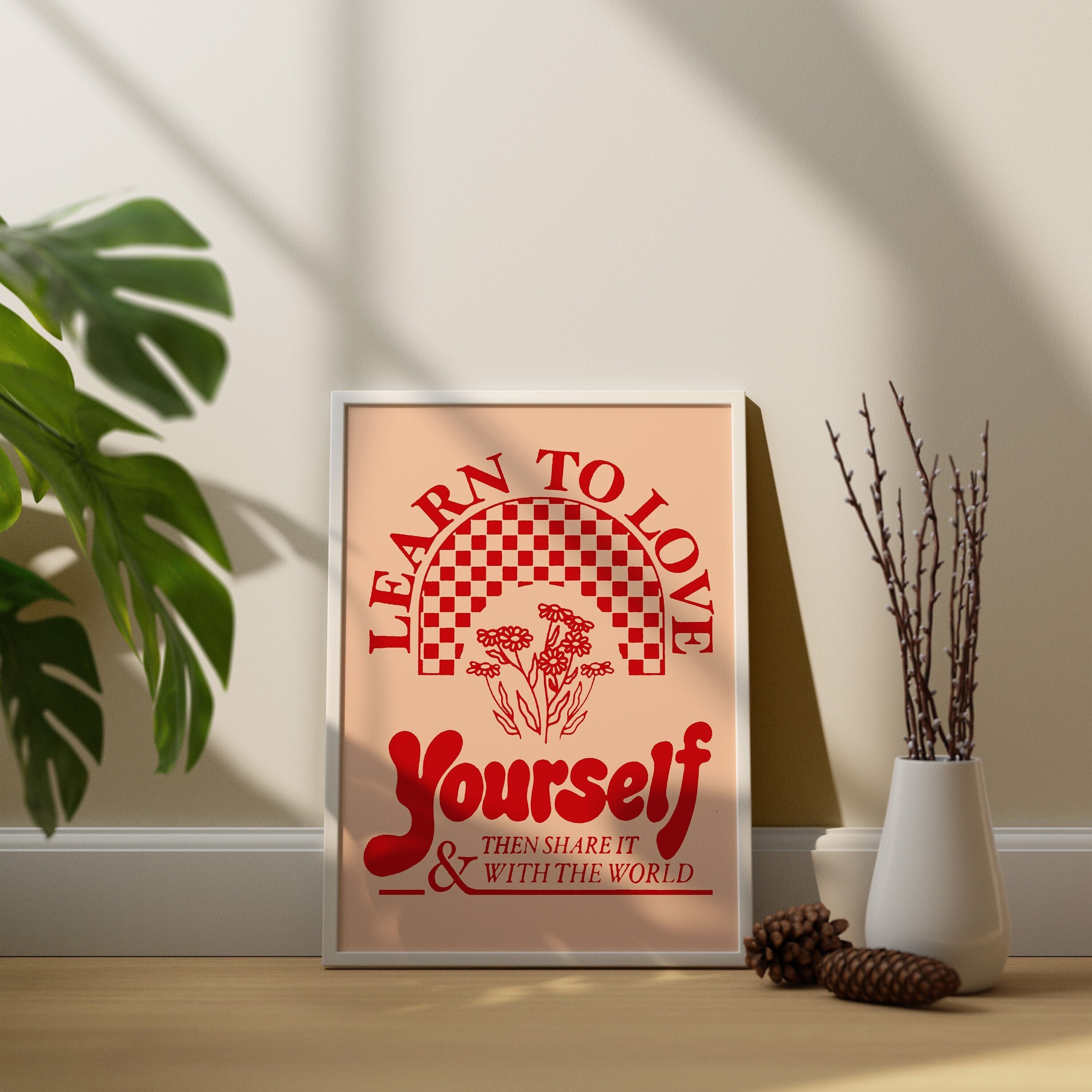 Retro 'love Yourself' Print: Self Affirmation Wall Decor (digital ...