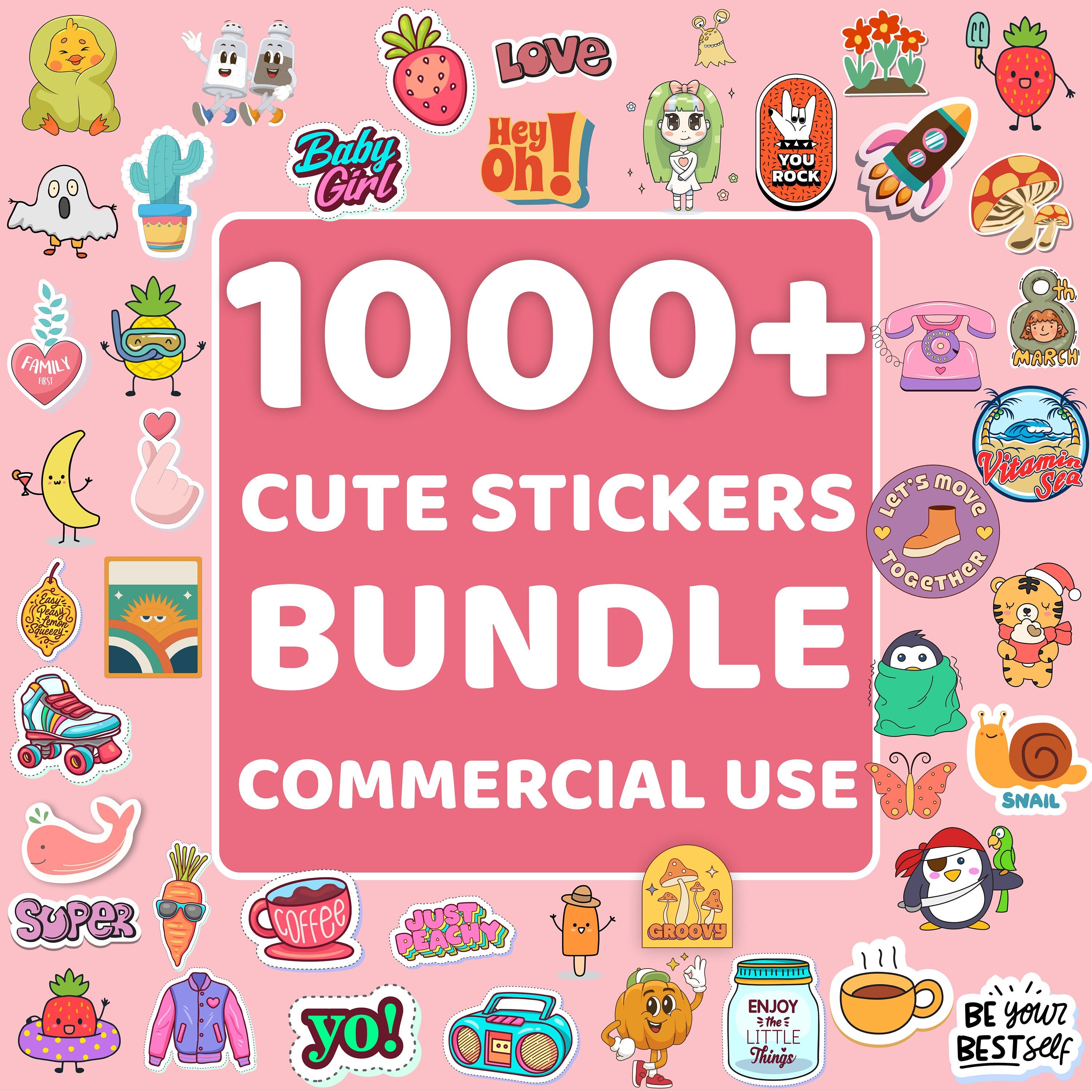 1000 Sticker Designs Bundle, Digital Sticker Pack, Stickers Bundle ...