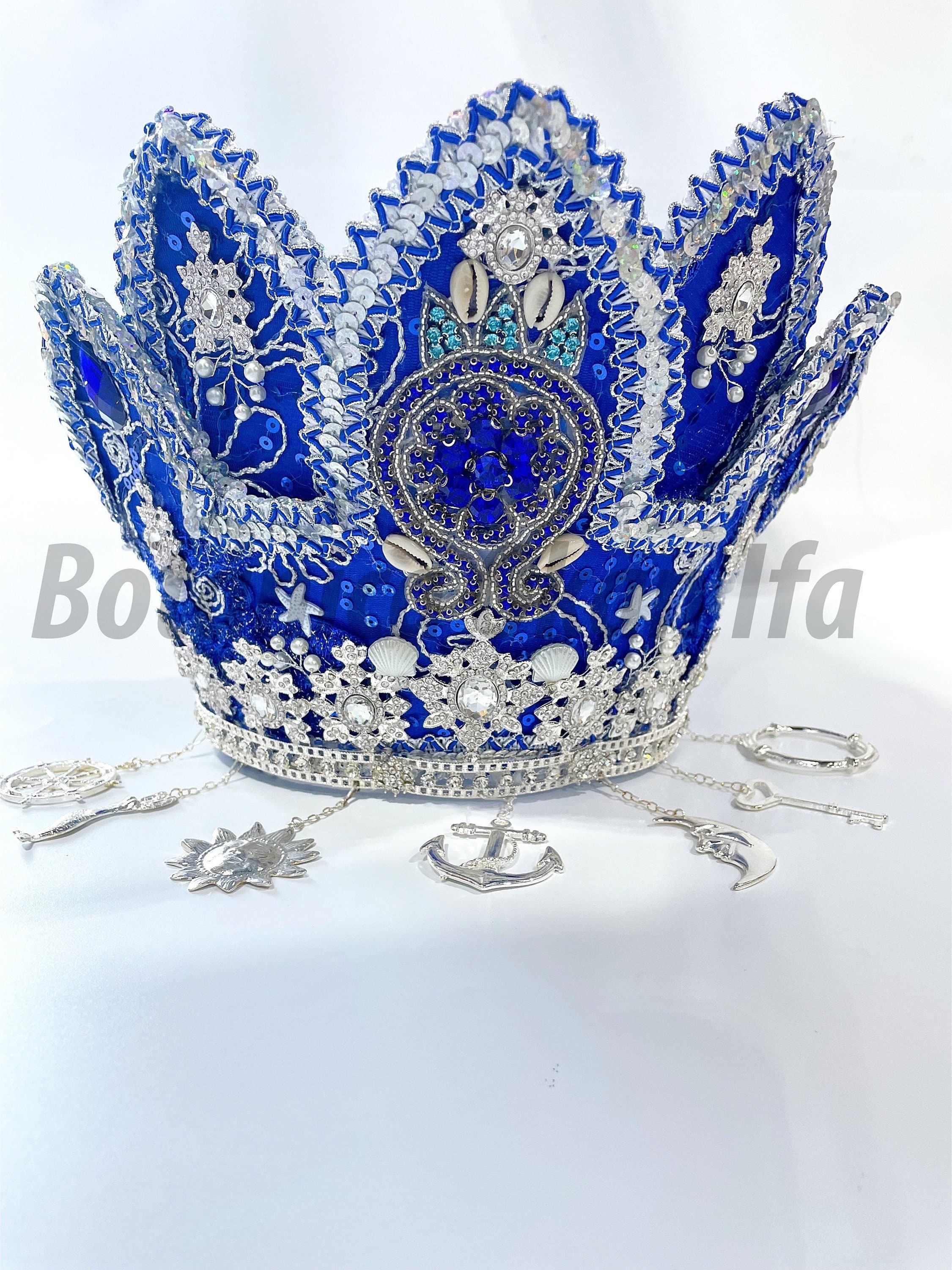 Custom Handmade Large Crown for Yemaya Corona Santeria Orisha Ceremony ...