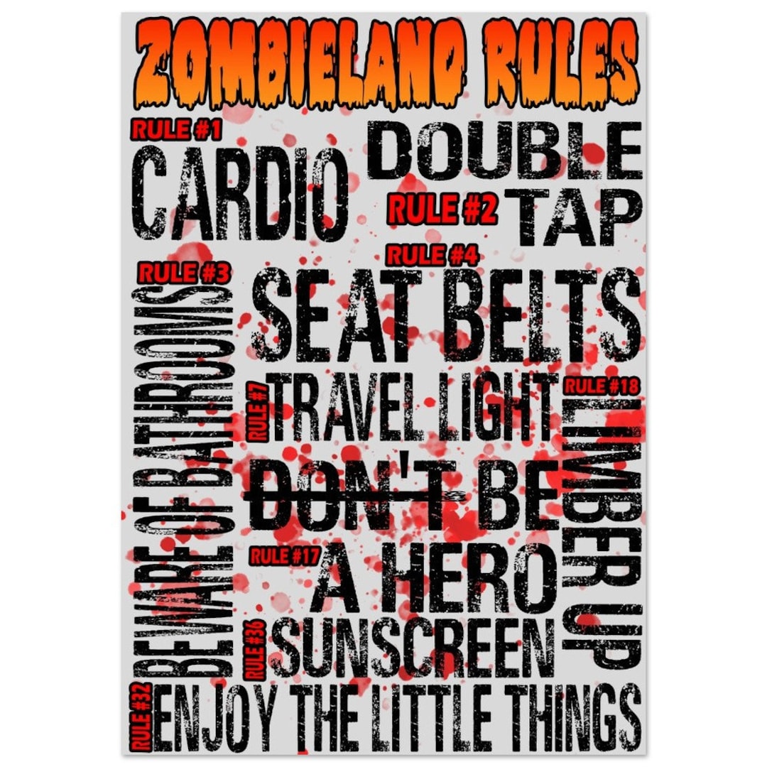Zombieland Rules Poster A3 Premium Matte Paper Poster Zombie - Etsy