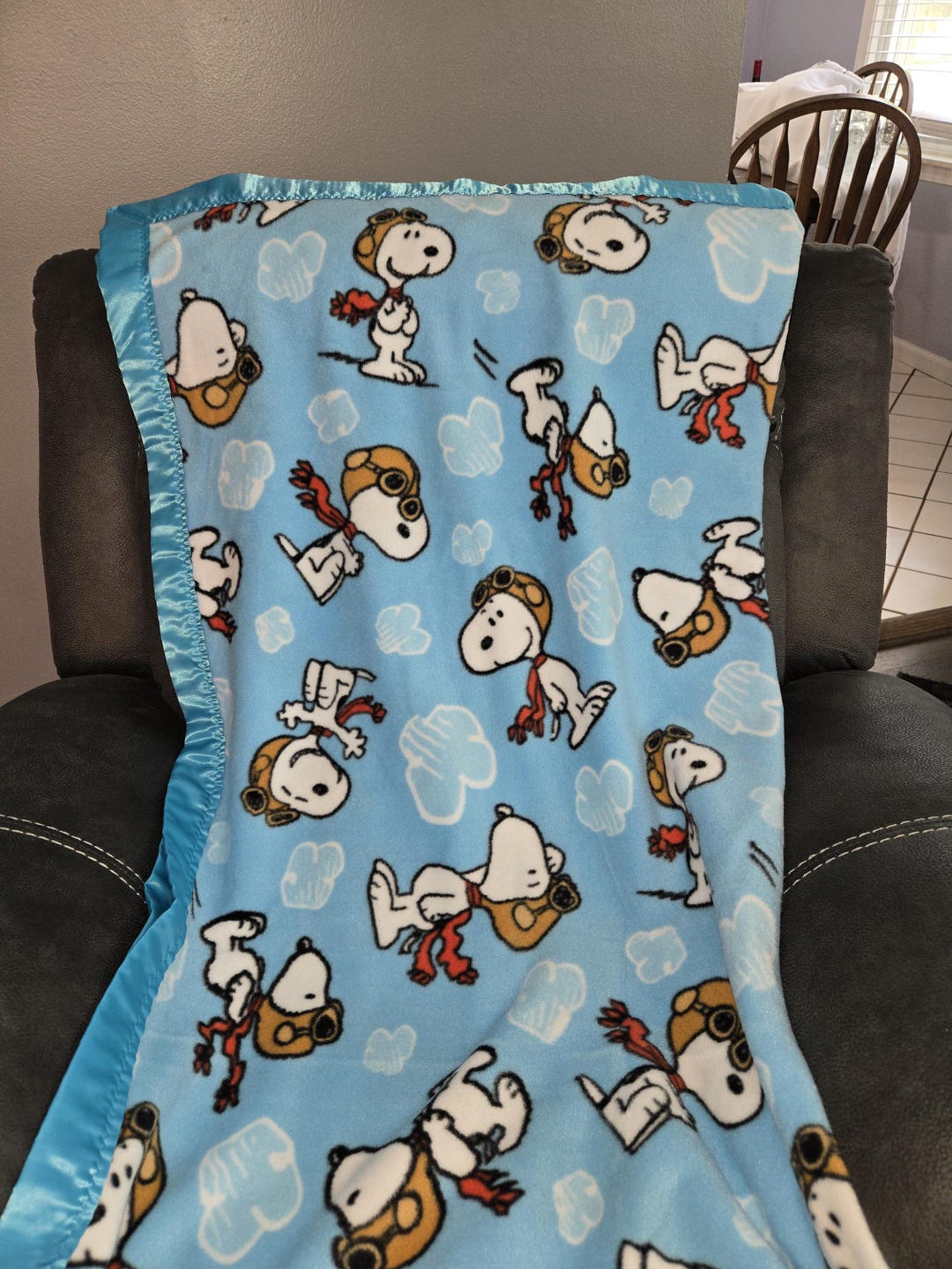 Snoopy as the Red Baron, Kids Fleece Blanket With a Matching Light Blue ...
