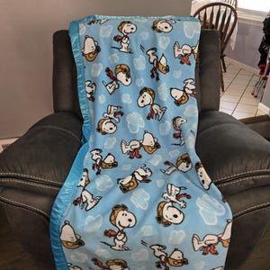 Snoopy as the Red Baron, Kids Fleece Blanket With a Matching Light Blue ...
