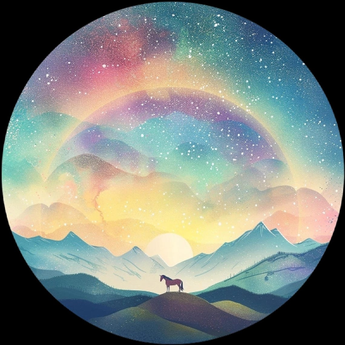 Pastel Aurora Borealis Clip Art: Circular Northern Lights Pngs (digital ...